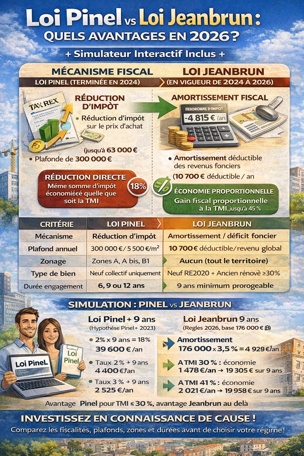 Loi Jeanbrun vs loi Pinel : comparatif complet… | Investis